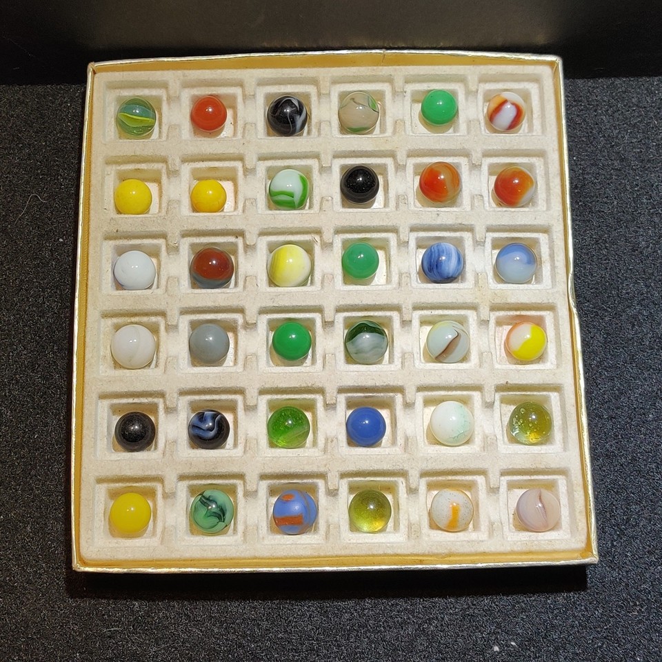 LOT of 36 Vintage marbles ESTATE FIND Approx. 1/2" Various Colors Kinds ...