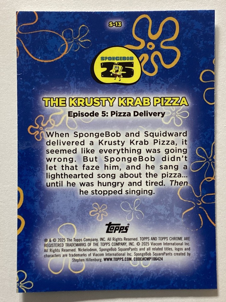 2025 Topps Chrome SpongeBob Song Songs Insert #S-13 The Krusty Krab ...