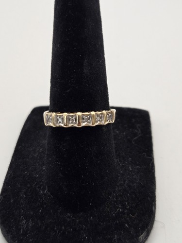 10k Yellow Gold Band Ring 6 Diamond Chips 1.44g Size 6 | eBay