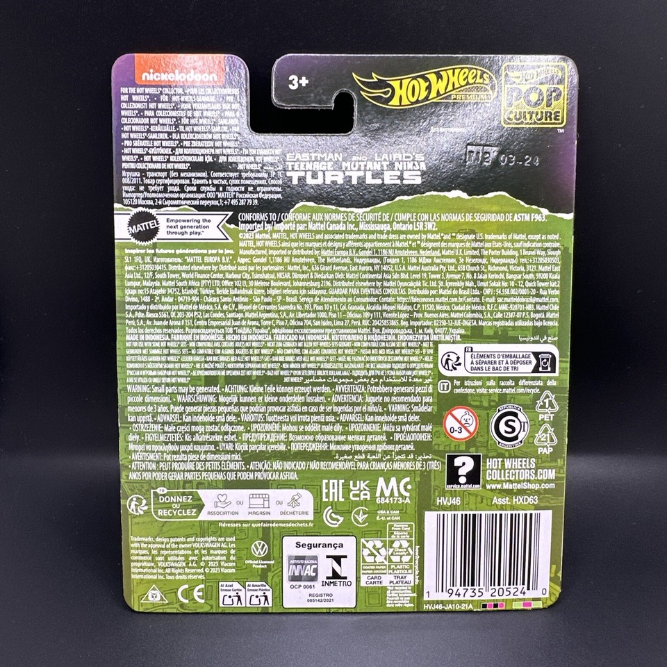 HOT WHEELS mattel TMNT premium TEENAGE MUTANT NINJA TURTLES 40th VW ...
