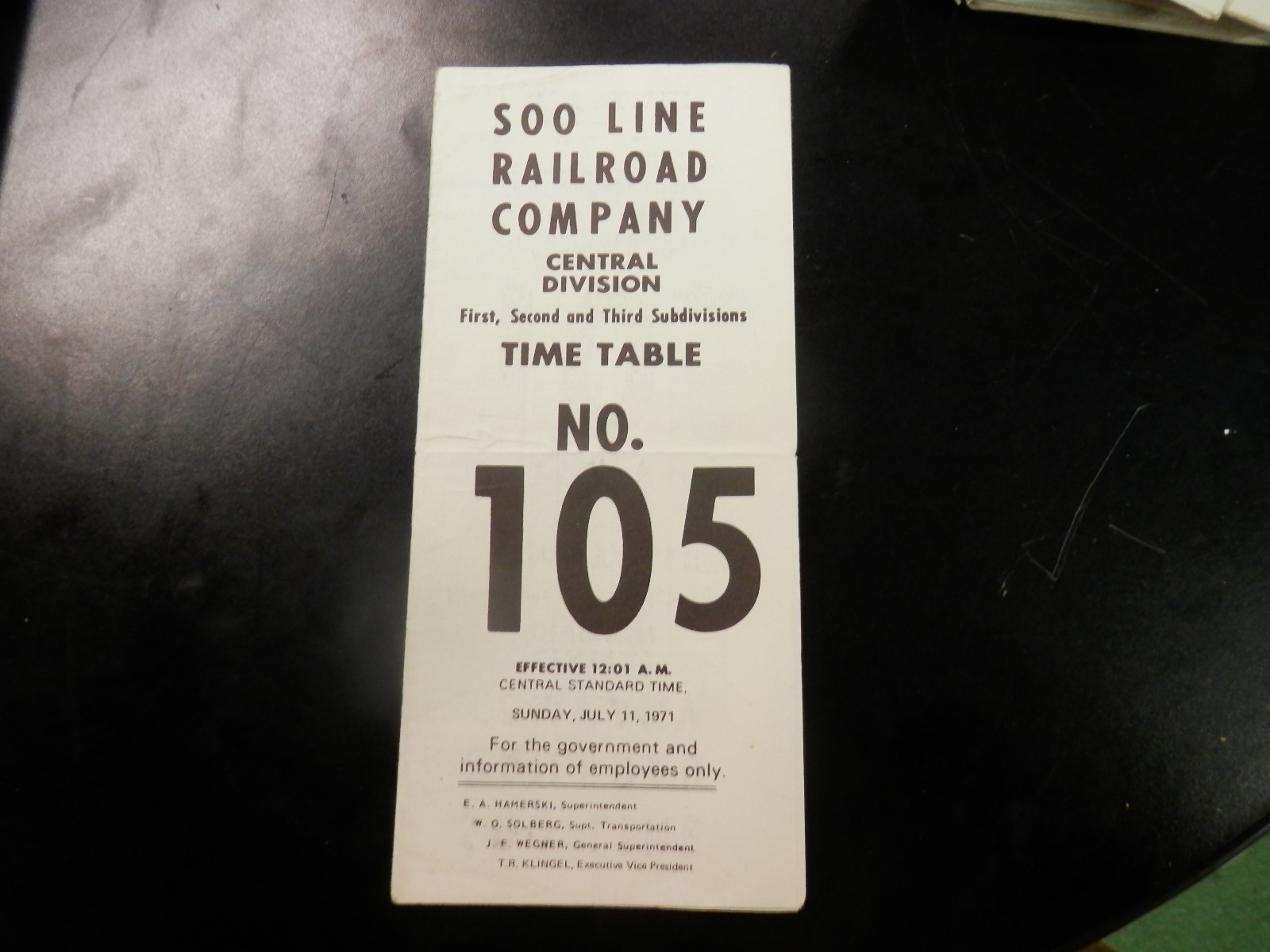 1971 Soo Line Railroad Employee Timetable Central Division no 105 | eBay