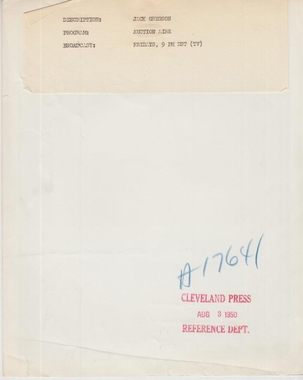 Jack Gregson in "Auction Aire" 8/3/50 -Press Photo | eBay