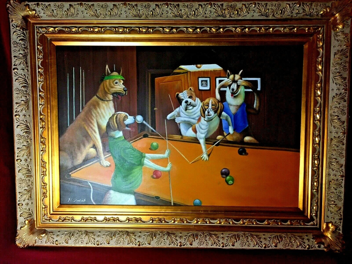 Dogs Playing Pool Original