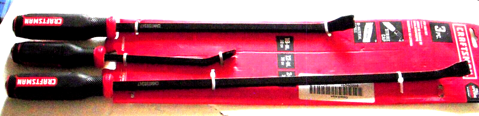 NEW Craftsman Automotive Pry Bar Set of 3 Striking Cap Rubber Grips 12 ...