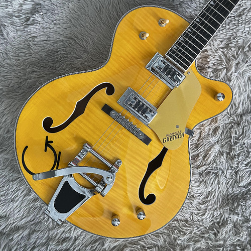 Custom Hollow Body L5 Electric Guitar Yellow Flamed Maple Top Archtop ...