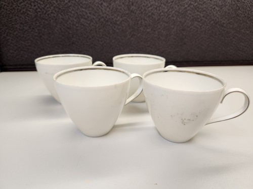 Set Of 4 Tea Cup Johann Haviland Bavaria Germany Silver Trim Dishware ...