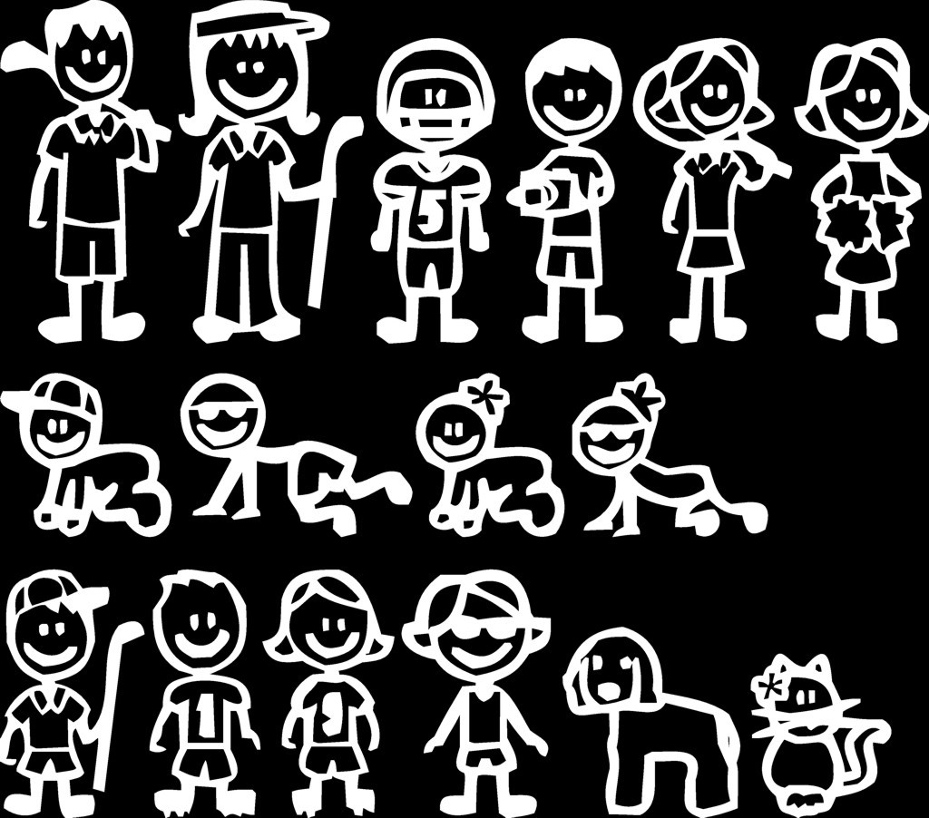 Set of 16 Stick Family Group G Vinyl Decal Sticker Car Window Wall | eBay