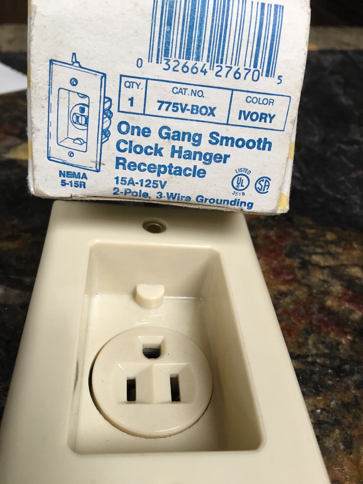 NIB! Eagle 775V-Box Clock Hanger Receptacle Ivory 15A 125V 2 Pole | eBay