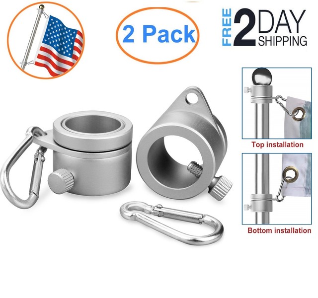 Aluminum Flag Pole Rotating Mounting Rings Kit 2 Pack Spinning 0.75 - 1 ...