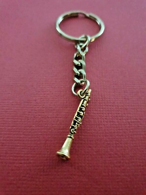 Clarinet Keyring keychain gold plated Miniature player gift music ...