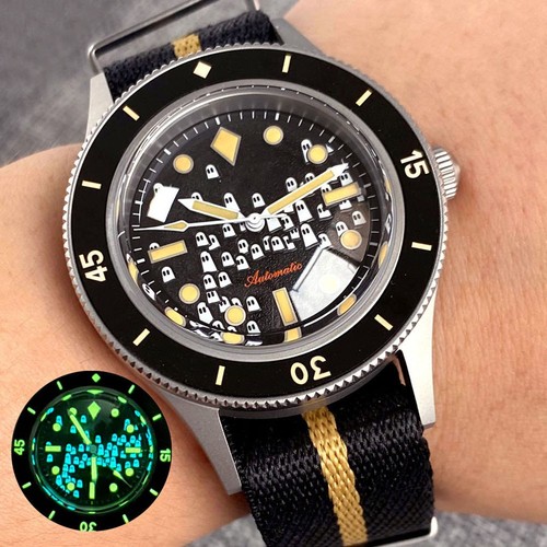 Super Lume Ghost Dial Vintage 20BAR Diver NH35 Automatic Watch Men ...