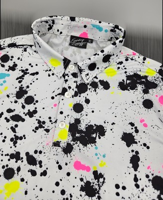 Sunday Swagger Men's XL Multicolor Splatter White Soft Golf Polo Shirt ...