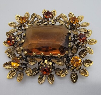 Vintage Amber Rhinestones Brooch Pin. Made In Austria. | eBay