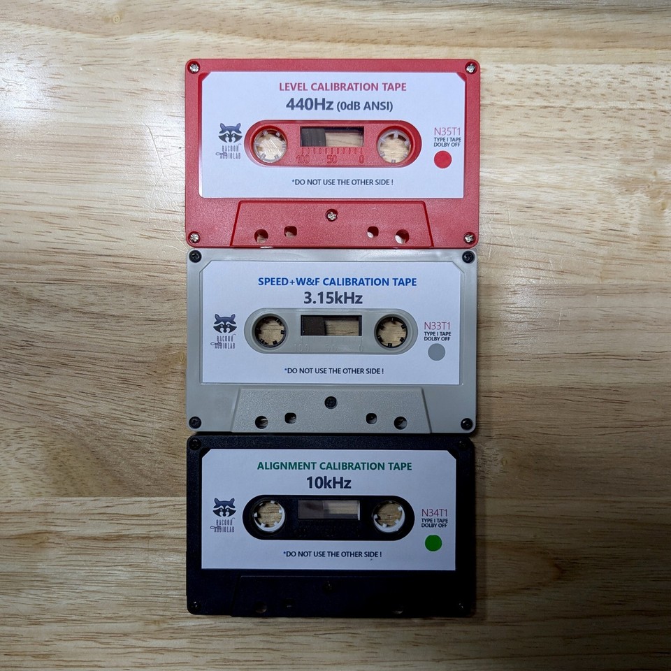 Set of 3 Test/Calibration audio cassette tapes: Level(ANSI 0dB), Speed ...