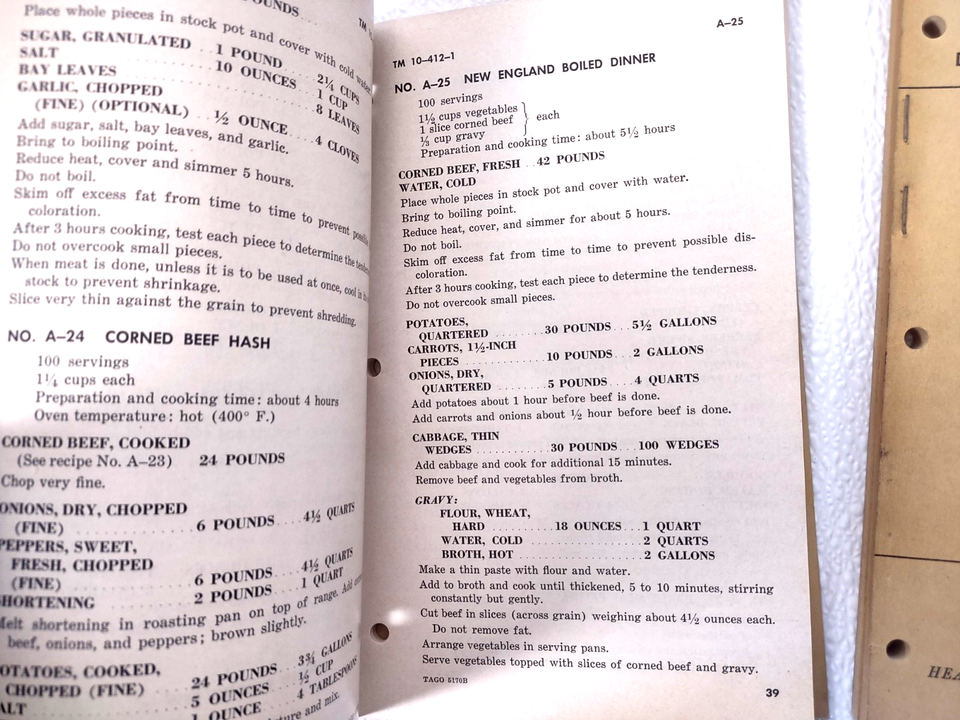VTG Army Recipes US Army Technical Manuals 1950's Food RARE Lot of 6 | eBay