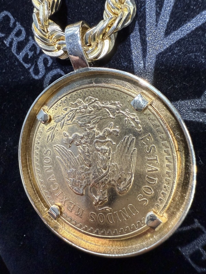 14k Centenario Coin Pendant & 30inch 14k Gold Necklace Set VS Pointers ...