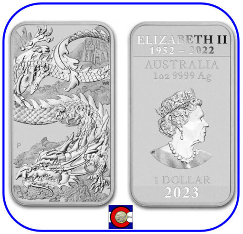2023 Australia Perth Mint 1 oz Silver Dragon Bar Rectangular Coin in ...