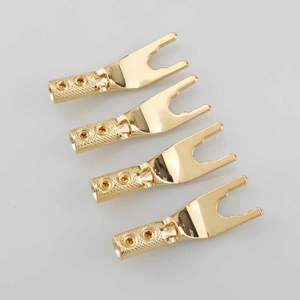Copper Gold Plated Audiophile Copper Y Spade Plug Speaker Cable Fork ...