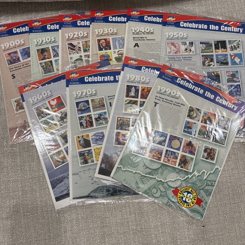 CELEBRATE THE CENTURY 1900-1990. Complete 10 Sheet Set US Stamps USA ...