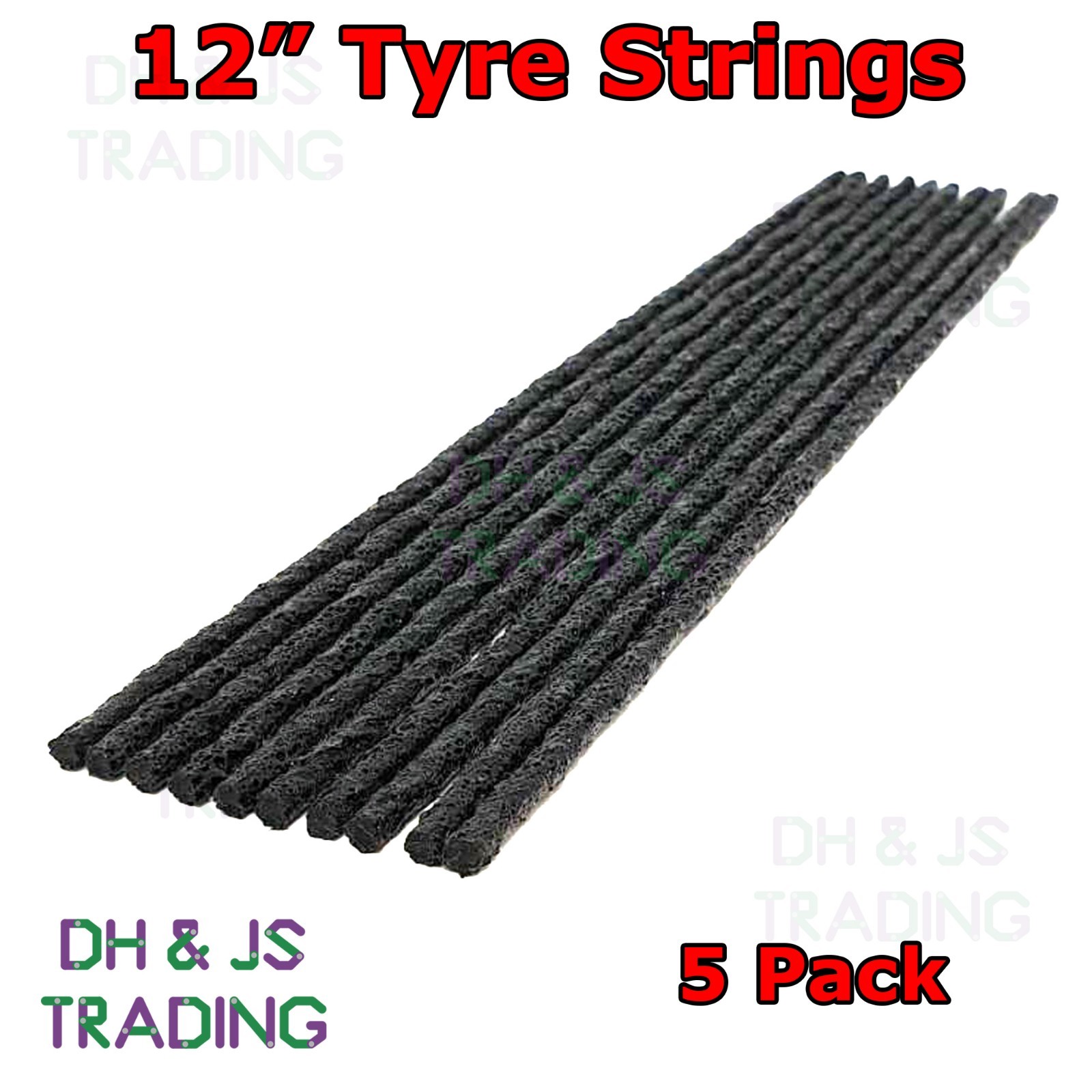 5x Puncture Repair Tyre Strings 12" Black Thin 305mm Tire Tubeless ...