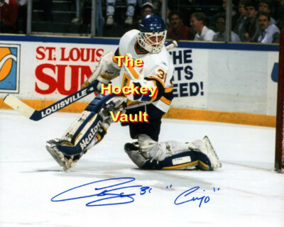 Curtis Joseph St. Louis Blues ROOKIE #31 w/ CAGE SIGNED 8X10 w/ CUJO ...
