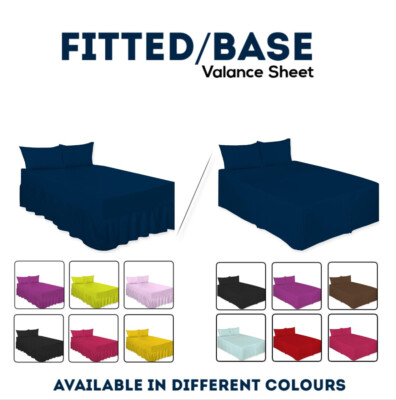 Fitted Valance Sheet OR Base Valance Sheet Plain Dyed Polycotton Soft ...