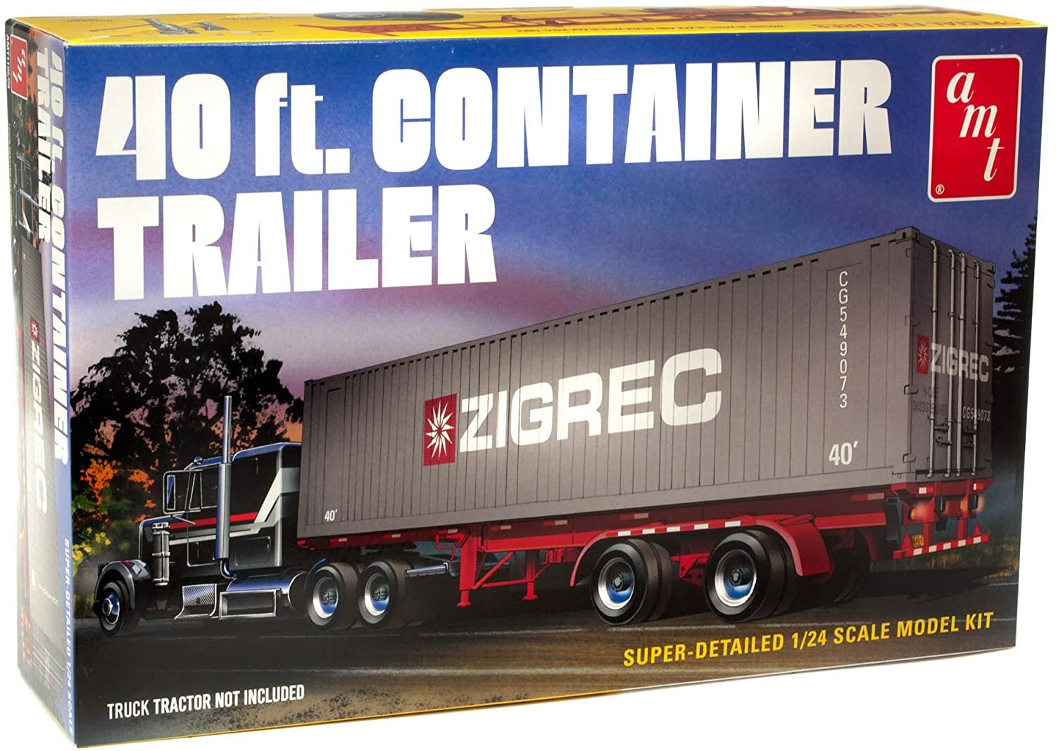 AMT 40' Semi Container Trailer 1/24 1196 Plastic Model Truck Kit ...