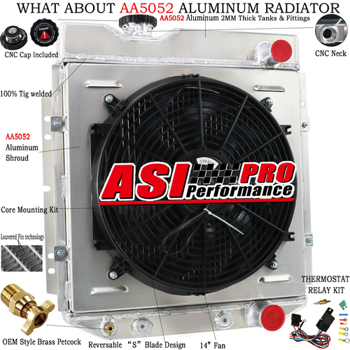 3ROW Aluminum Radiator+Shroud Fan FOR 1964-1966 FORD MUSTANG V8 260 289 ...