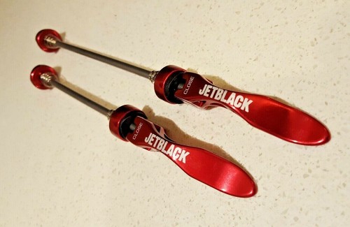 SKEWERS, Red Anodized Alloy, "JET BLACK" Brand, Quality Taiwan, MTB or ...