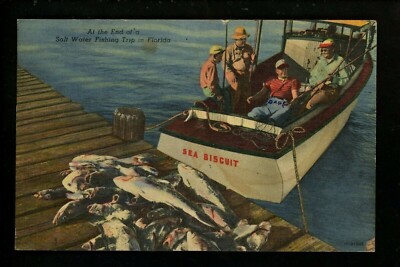 Fishing postcard Saltwater Fishing trip Florida FL Sea Biscuit Boat ...