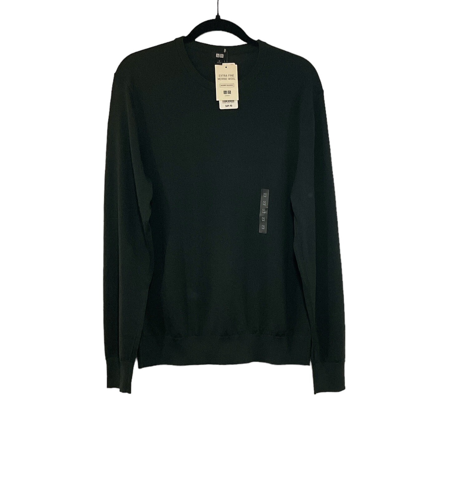 Uniqlo Extra Fine Merino Wool Crew Neck Long Sleeve Sz Medium Olive NWT