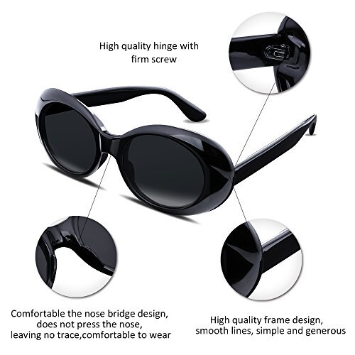 Sunglasses White Oval Clout Goggles for Women Men Retro Round Trendy ...