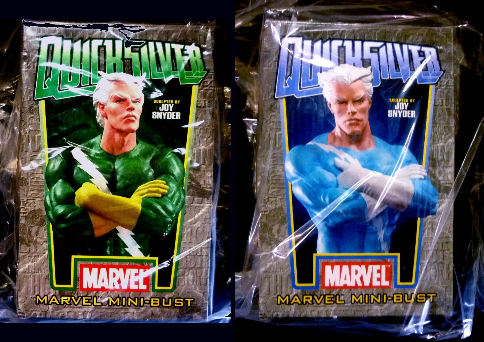 Quicksilver Blue & Green Bust Statue Set of 2 New Sealed Bowen Marvel ...