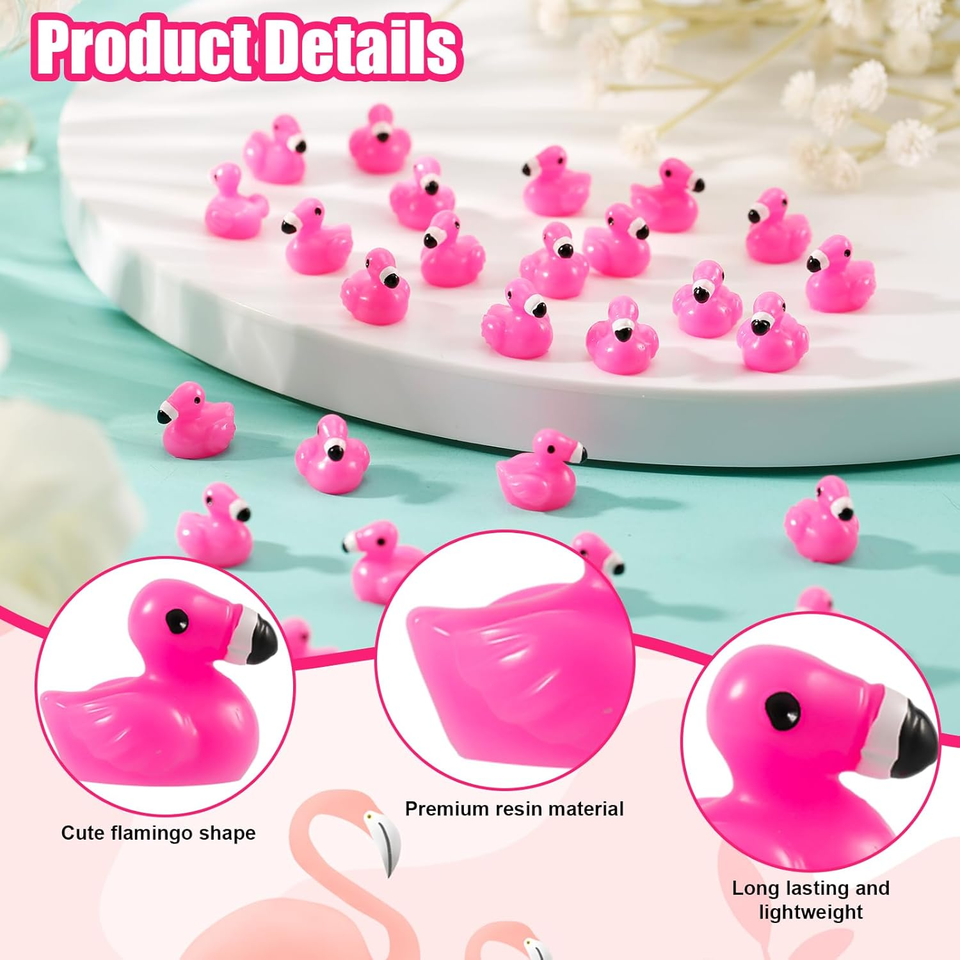50Pcs Mini Flamingo Ducks, Cute Mini Resin Animals Flamingo Party ...