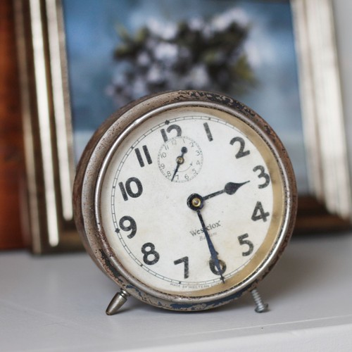 Vintage Westclox Bantam Alarm Clock - Black & White Alarm Clock Chippy ...