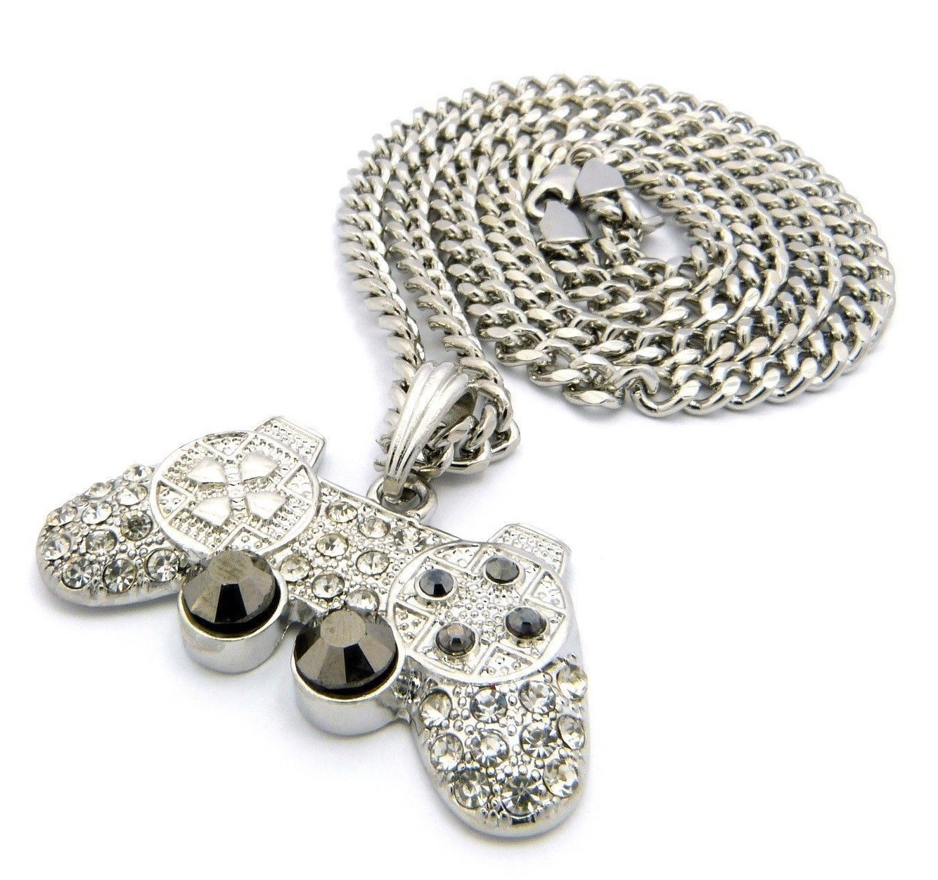 MENS PLAYSTATION GAME CONTROLLER PS3 PS4 PENDANT CUBAN CHAIN NECKLACE ...