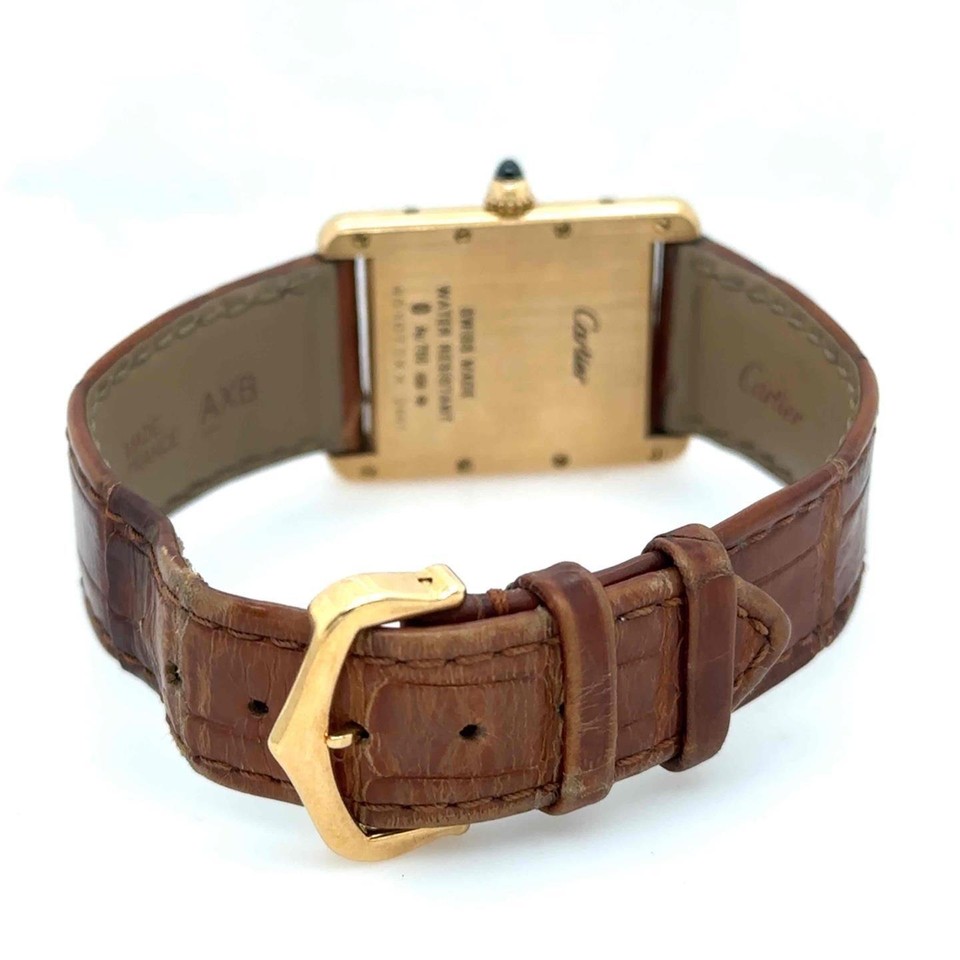 Cartier Tank Louis Quartz Large 18k Yellow Gold Silver Dial Men's Watch ...