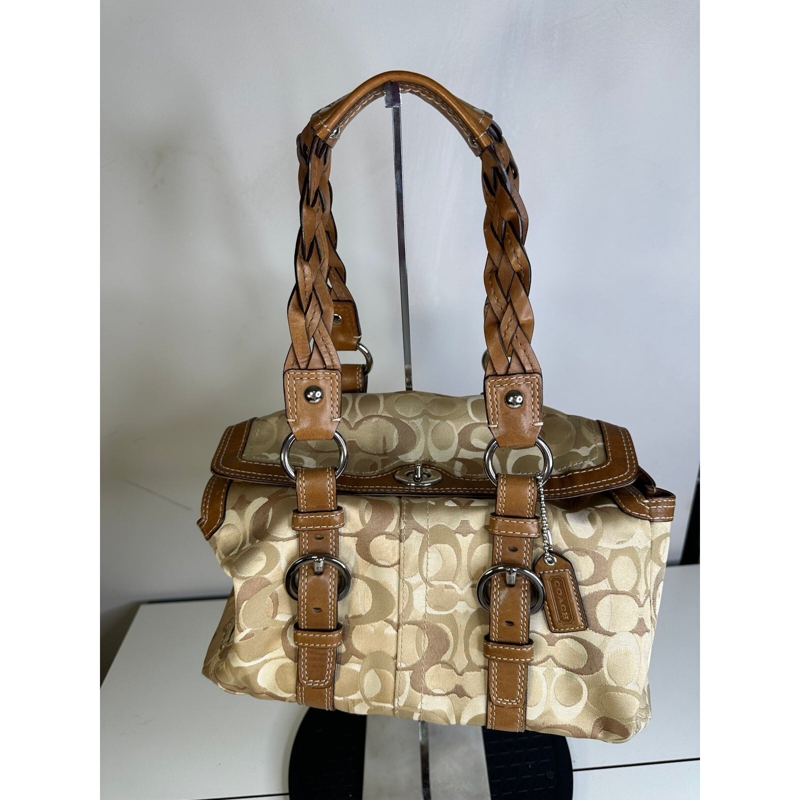 COACH Chelsea Optic Signature Jacquard/Leather Satche… - Gem