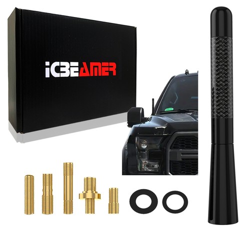 JDM Mini 5" Stubby Carbon Fiber Aluminum Vehicle AM/FM Black Car ...