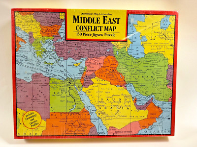 MIDDLE EAST Conflict MAP 150 PIECE Vintage RARE New Sealed American Map ...