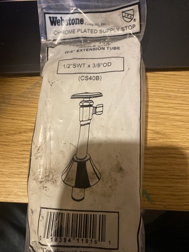 Webstone Chrome Plated Water supply stop angled w/5" extension tube ...