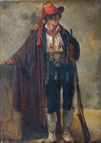 Antique Original Painting 18th century Old Art Roman Brigand Portrait ...