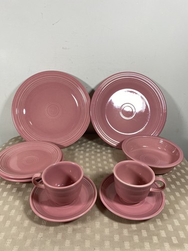 Fiestaware Rose Pink 9 Piece Set Dinner Plate Salad Plate Soup Bowl ...