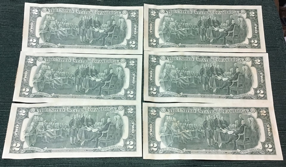 1976 Federal reserve note 2 Dollar Bills Stamped April,13,1976 ...