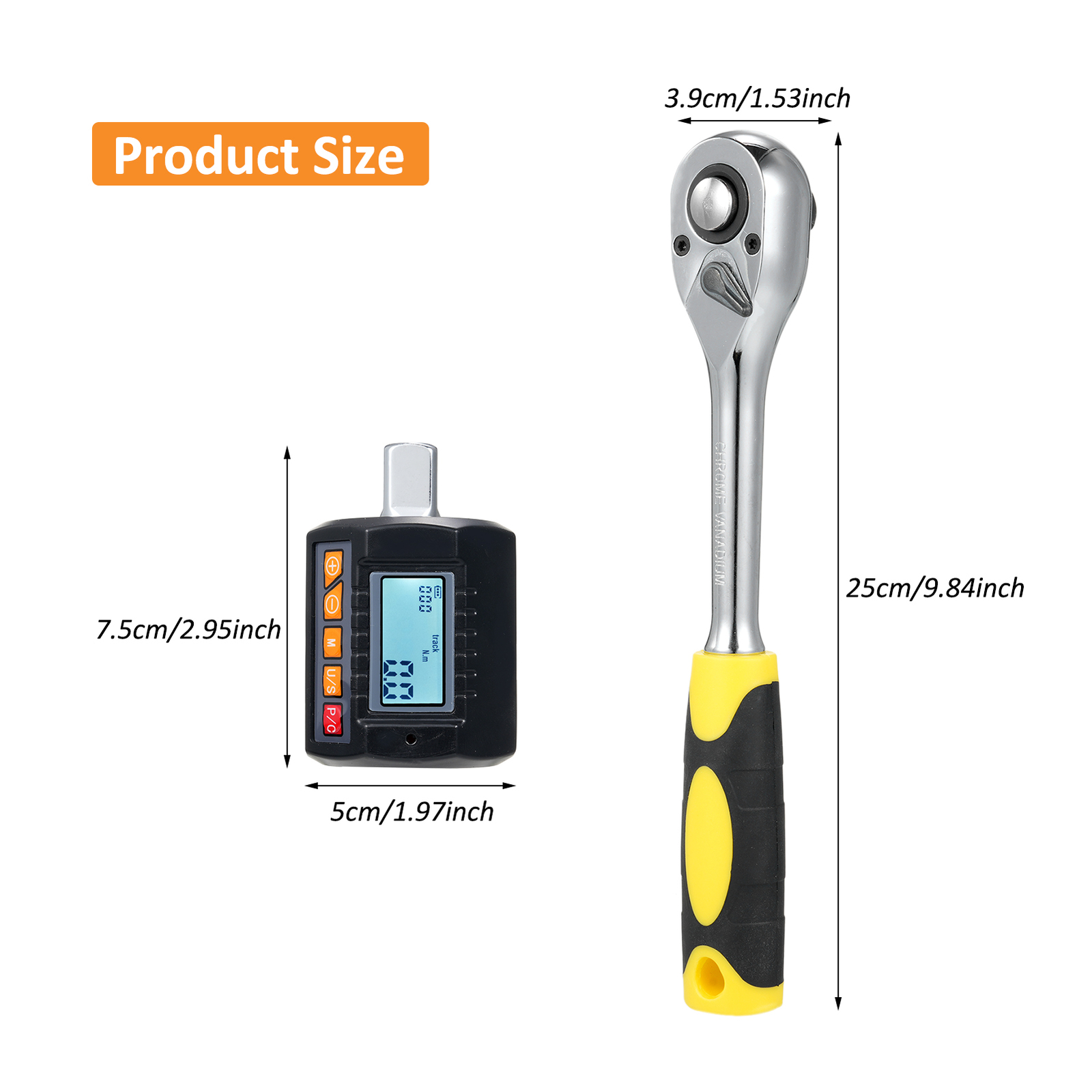 Digital Torque Wrench 1/2Inch Drive 10-340Nm Electronic Torque Wrench ...