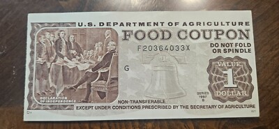 Vintage USDA $1 Food Coupon/Stamp About Uncirculated Single Stamp 1970 ...