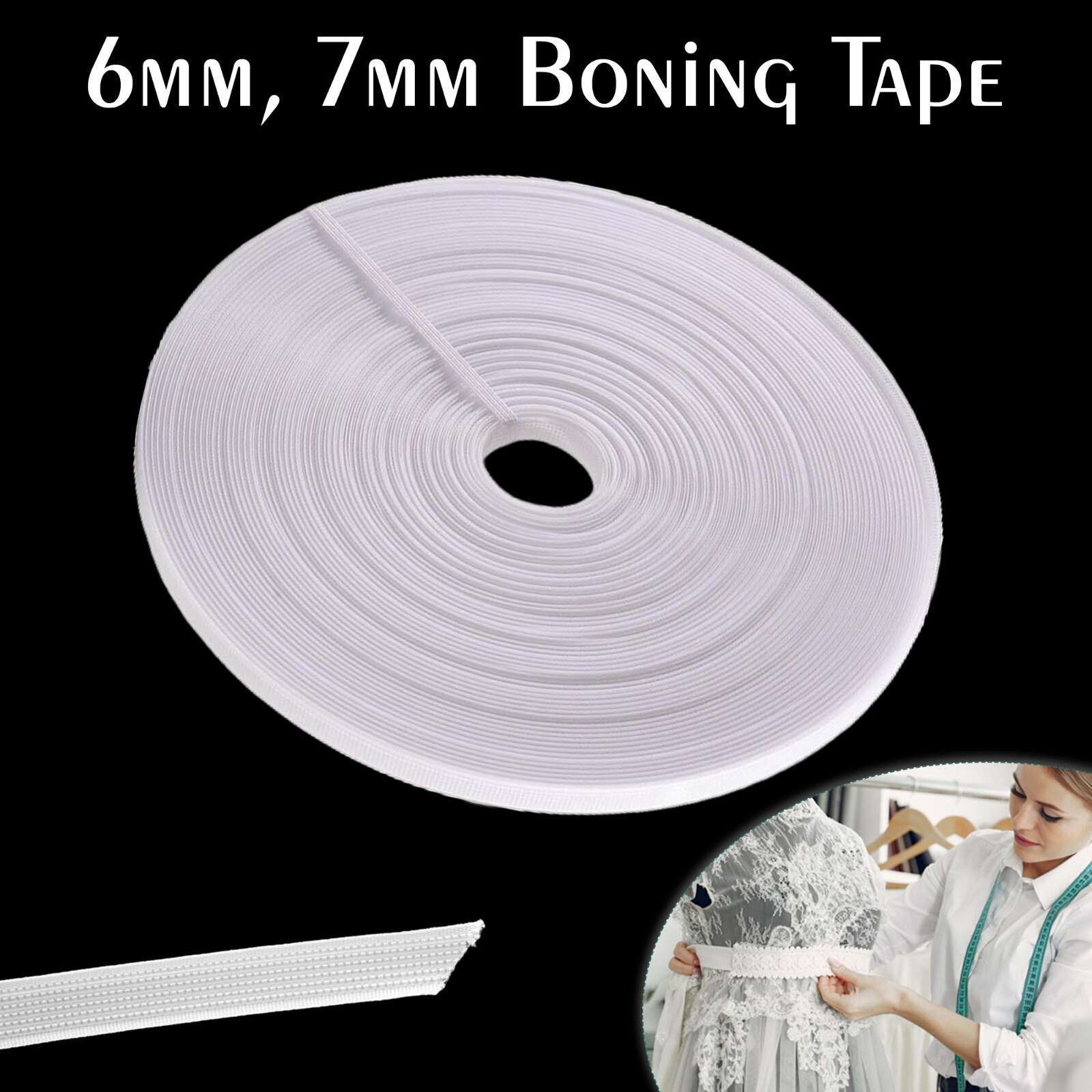 White Boning Tape Polyester Crinoline Tutu Dress Costume Corset Making ...