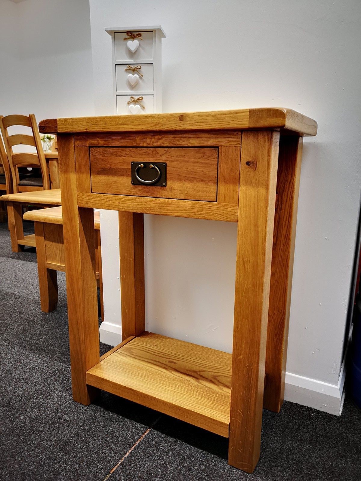 Oakvale Narrow Telephone Table / Solid Wood Hallway Plant Stand ...
