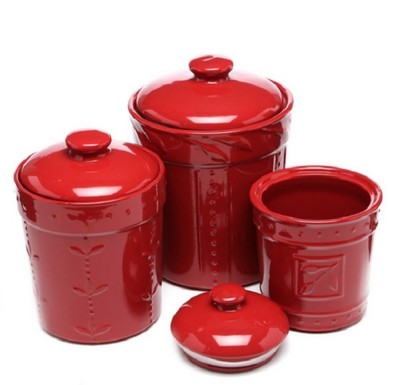Red Ceramic Canister Set