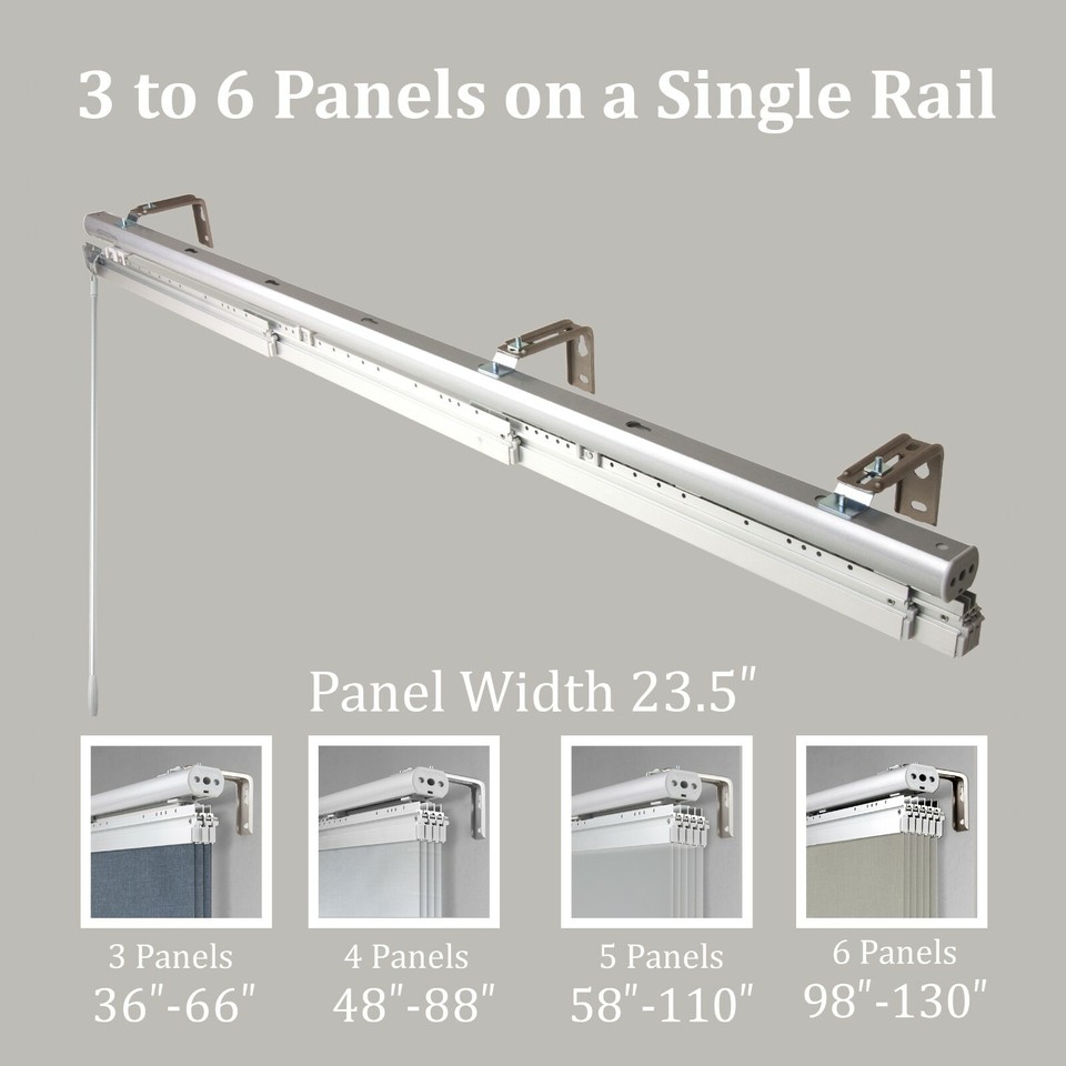 6-Panel Single Rail Panel Track Extendable 98"-130"W x 94"H, Bloom ...